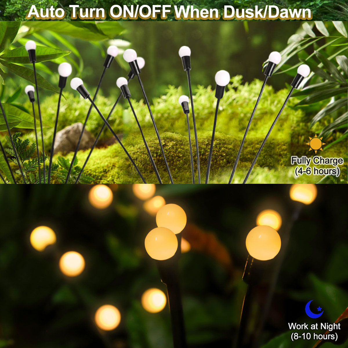 HEDAQI Low Voltage Solar Powered Firefly Lights Swaying Garden Lights Pathway Yard Patio | Wayfair